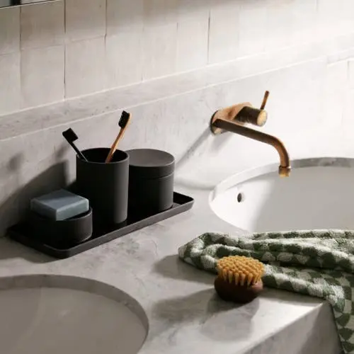 ESKO Sabia Bathroom Vanity Countertop Tray Kitchen Accessories - Black