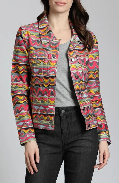 APNY Printed Denim Trucker Jacket - Pink Multi