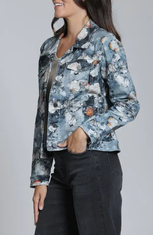 APNY Printed Denim Trucker Jacket - Silver Grey