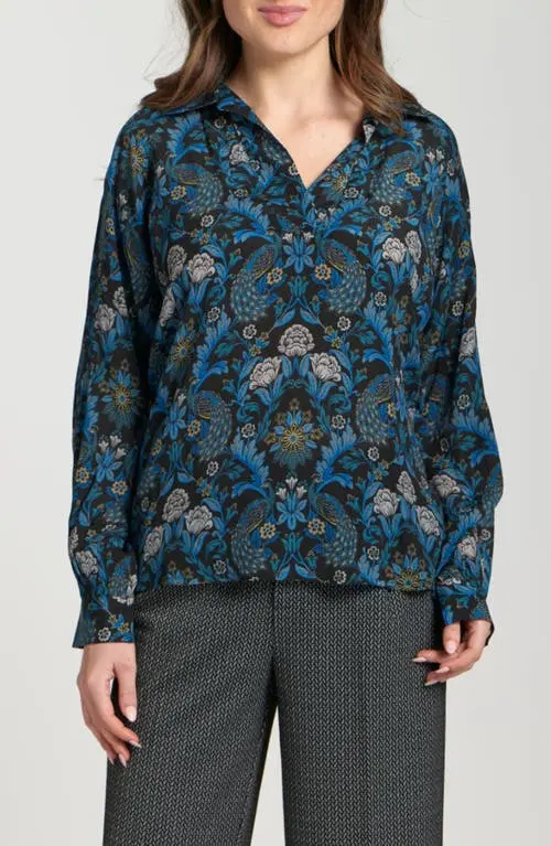 APNY Patterned Long-sleeve Shirt - Blue/black Multi