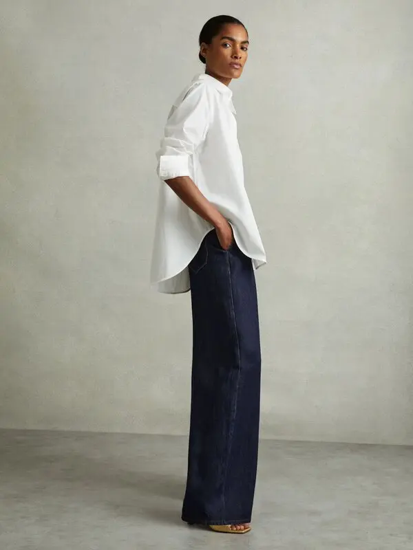 REISS Raymond Double Pleat Wide Leg Jeans