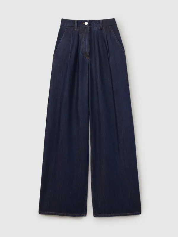 REISS Raymond Double Pleat Wide Leg Jeans