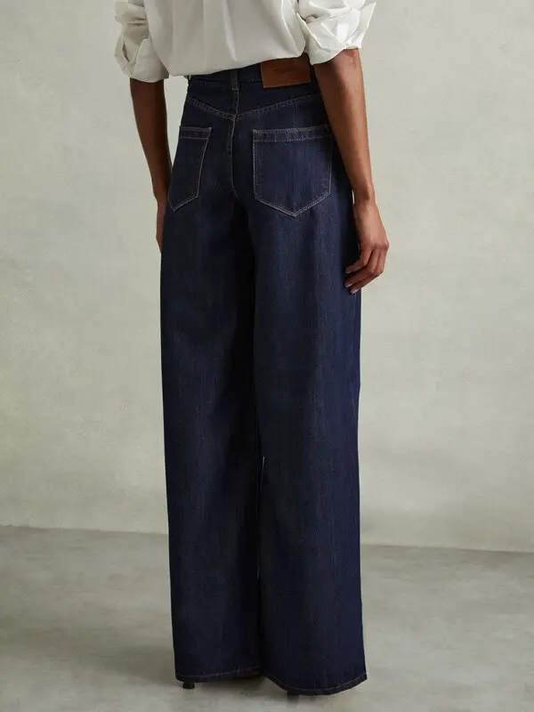 REISS Raymond Double Pleat Wide Leg Jeans