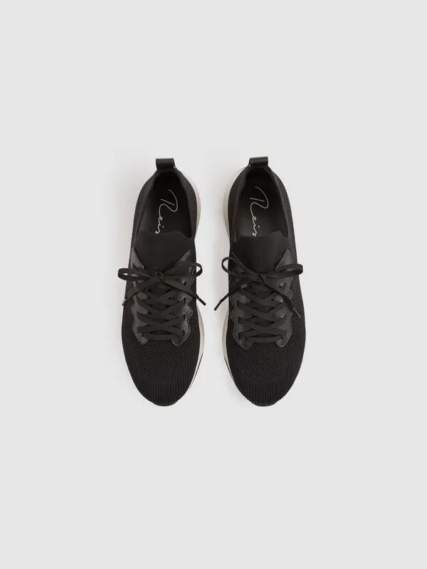 REISS Time Hybrid Knit Sneakers - Black/cream