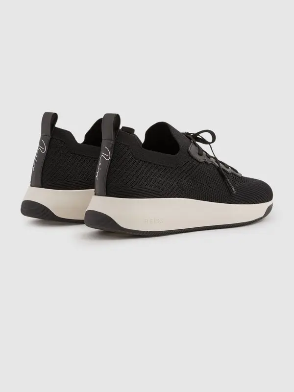 REISS Time Hybrid Knit Sneakers - Black/cream