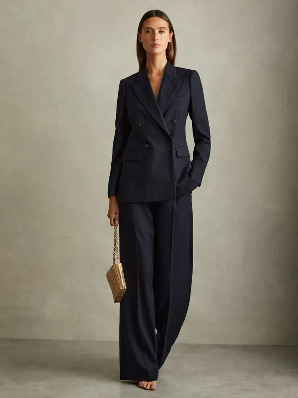 REISS Hallie Textured Double Breasted Suit Blazer