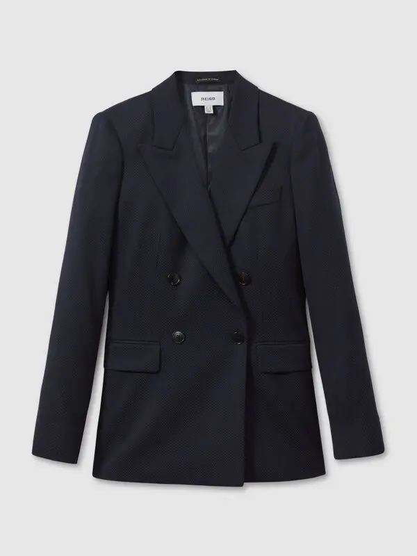 REISS Hallie Textured Double Breasted Suit Blazer