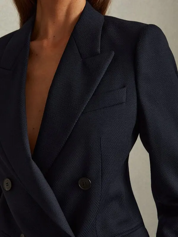 REISS Hallie Textured Double Breasted Suit Blazer