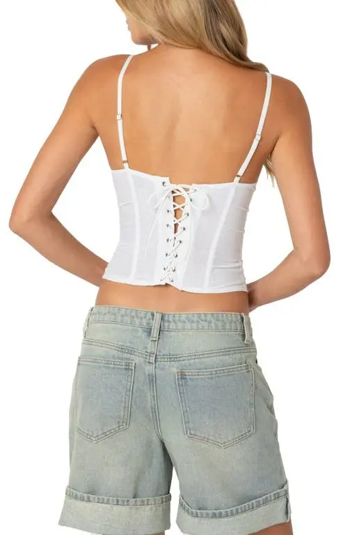 EDIKTED Linen & Cotton Corset Top