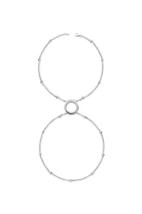 LUCY QUARTERMAINE Art Deco Halo Hand Chain - Sterling Silver