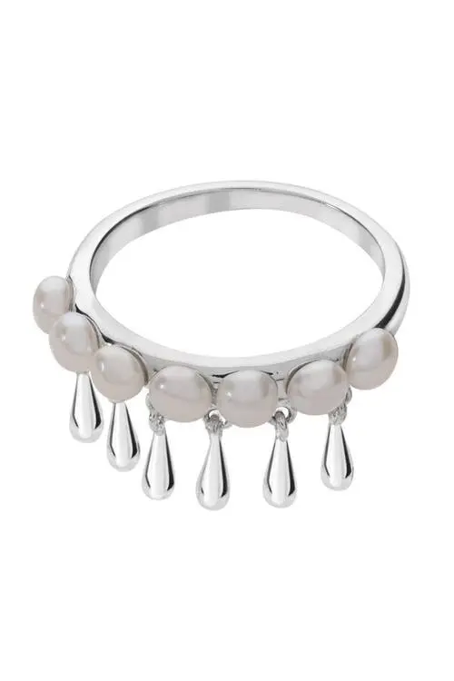 LUCY QUARTERMAINE Royal Pearl Drop Ring - Sterling Silver