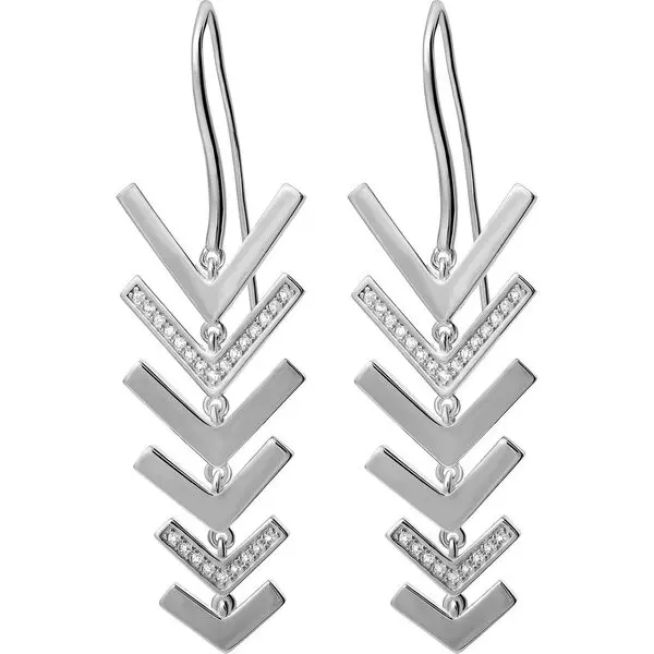 LUCY QUARTERMAINE Art Deco Arrow Drop Earrings - Sterling Silver