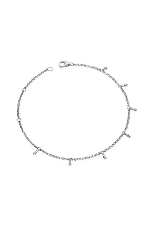LUCY QUARTERMAINE Multi Drop Anklet - Sterling Silver