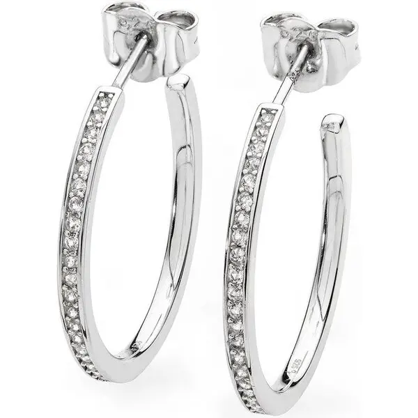 LUCY QUARTERMAINE Skinny Drip Medium Hoop Earrings - Sterling Silver