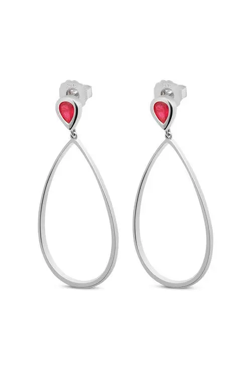 LUCY QUARTERMAINE Drop Earrings With Ruby - Sterling Silver