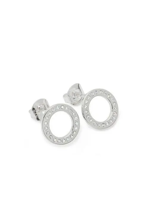 LUCY QUARTERMAINE Art Deco Halo Stud Earrings - Sterling Silver