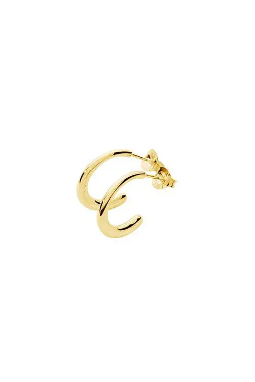 LUCY QUARTERMAINE Drop Hoop Earrings - Gold Vermeil