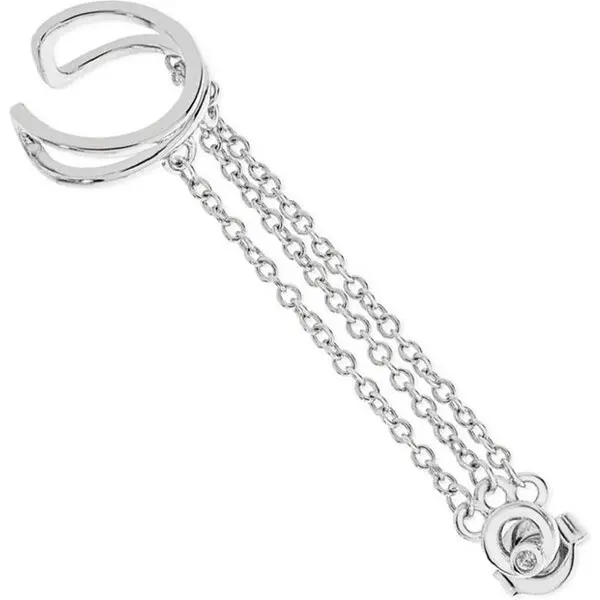 LUCY QUARTERMAINE Art Deco Cuff And Stud With Chain - Sterling Silver