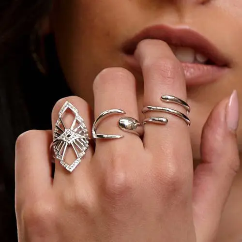 LUCY QUARTERMAINE Open Luna Adjustable Ring - Sterling Silver