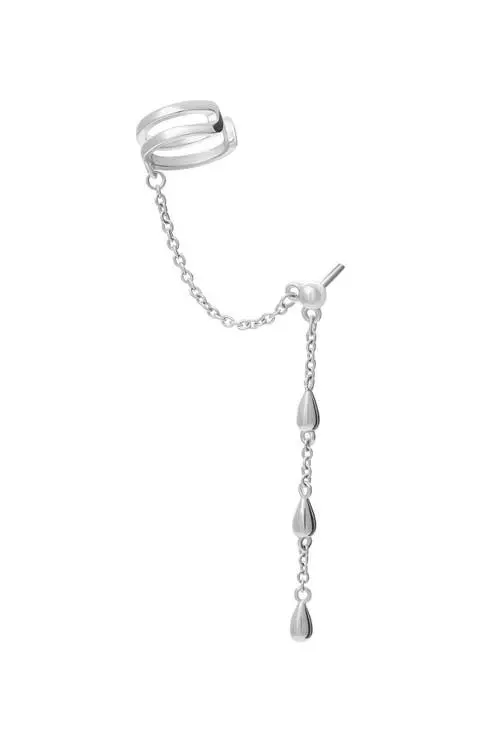 LUCY QUARTERMAINE Drop Earring With Cuff - Sterling Silver
