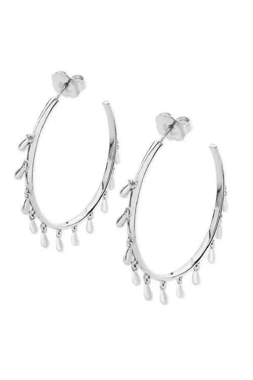 LUCY QUARTERMAINE Multi Drop Hoop Earrings - Sterling Silver