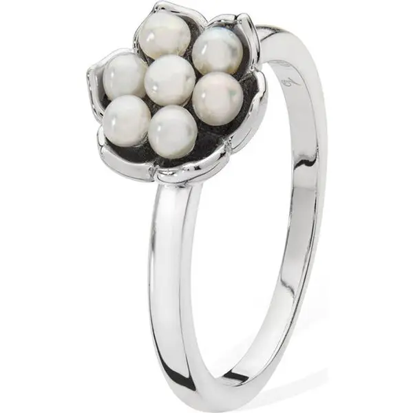 LUCY QUARTERMAINE Royal Pearl Flower Ring - Sterling Silver