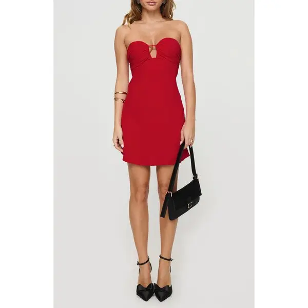 Princess Polly Cyprian Strapless Mini Dress - Red