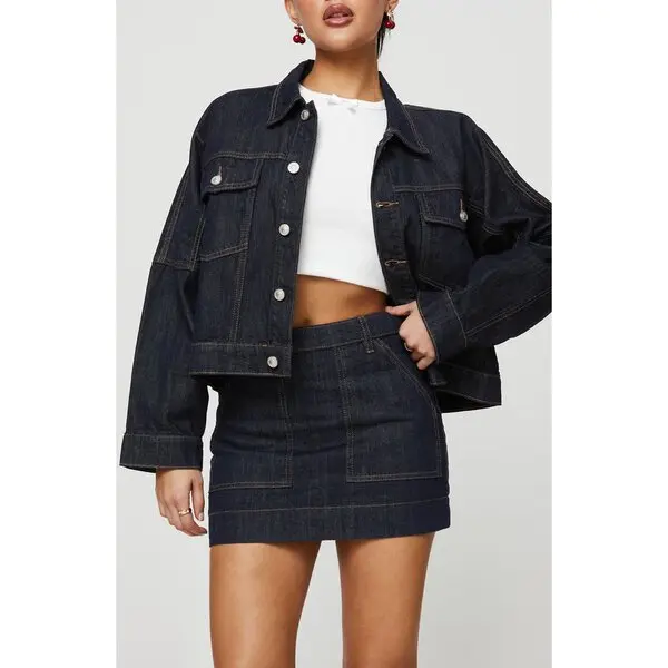 Princess Polly Hughes Boxy Crop Denim Jacket