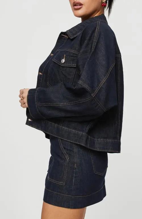Princess Polly Hughes Boxy Crop Denim Jacket