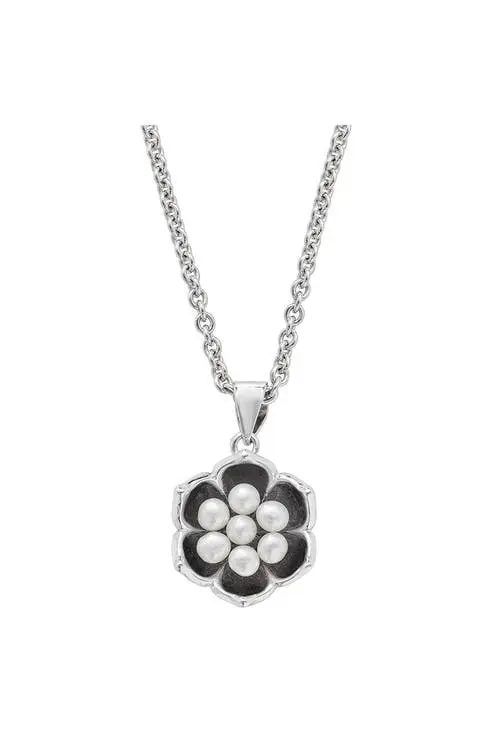 LUCY QUARTERMAINE Royal Pearl Flower Pendant - Sterling Silver