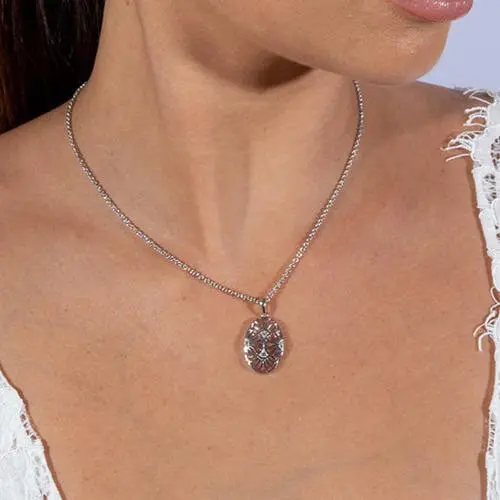 LUCY QUARTERMAINE Art Deco Oval Pendant - Sterling Silver