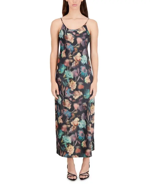 POINT Satin Slip Dress - Blurred Floral