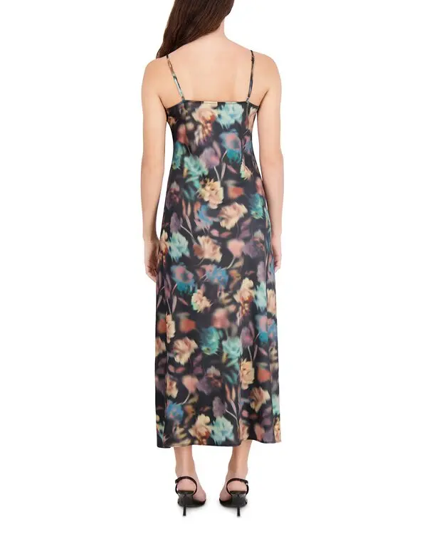 POINT Satin Slip Dress - Blurred Floral