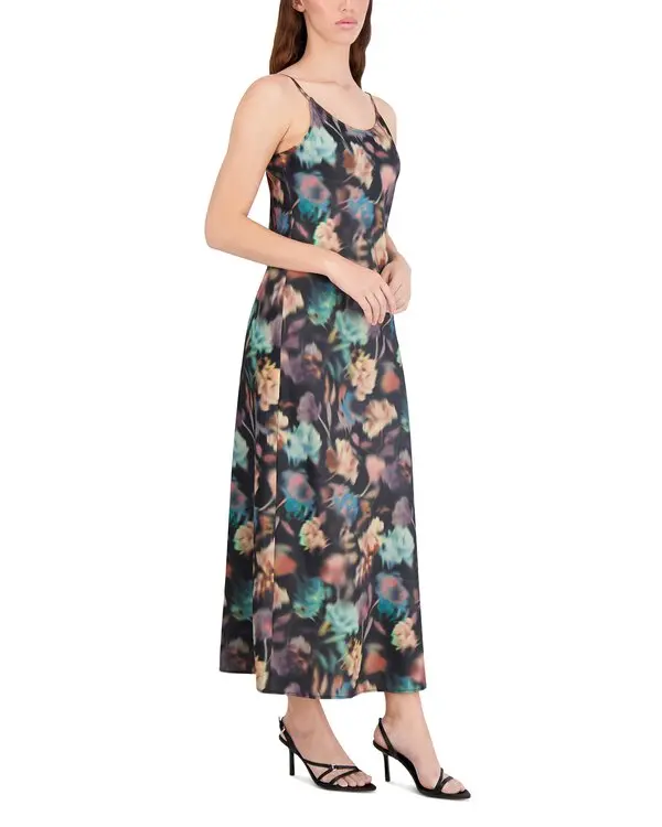 POINT Satin Slip Dress - Blurred Floral