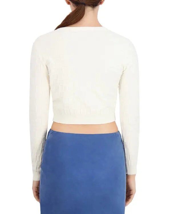 POINT Basketweave Knit Cardigan - Vanilla