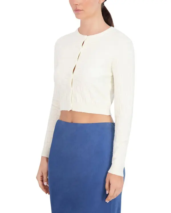 POINT Basketweave Knit Cardigan - Vanilla