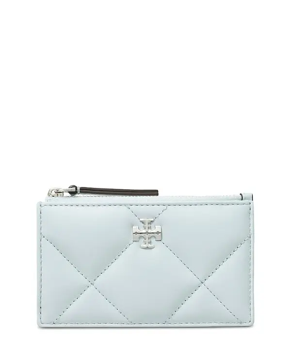 Tory Burch Kira Diamond Quilt Zip Card Case - Light Blue