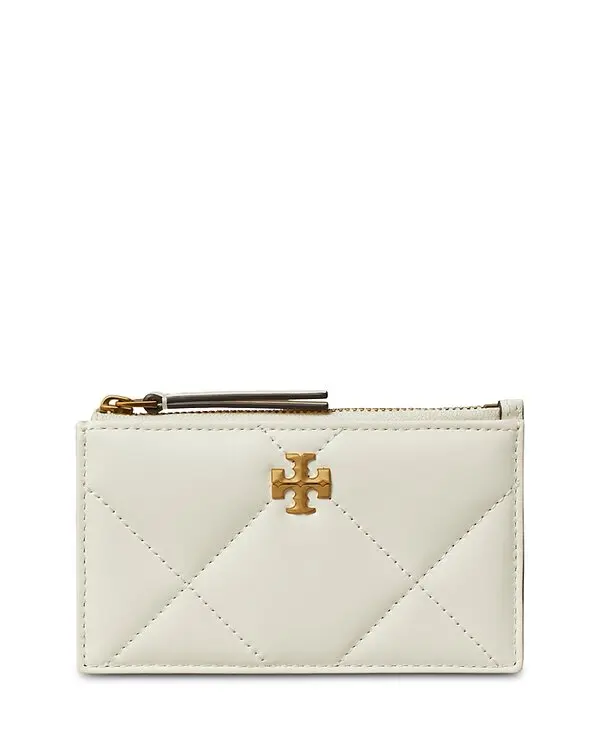 Tory Burch Kira Diamond Quilt Zip Card Case - Warm White