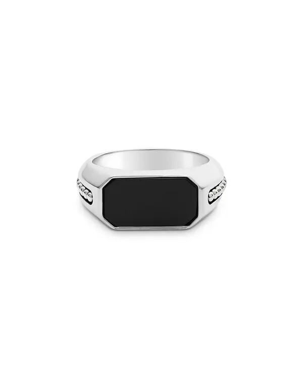 Lagos Sterling Silver Anthem Onyx Octagon Ring - Black/silver
