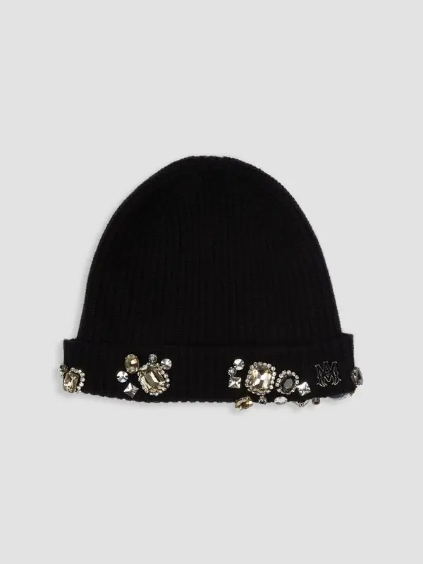 Amiri Crystal-embellished Wool & Cotton-blend Beanie - Black