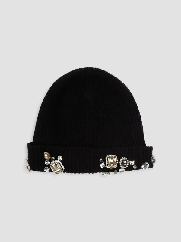 Amiri Crystal-embellished Wool & Cotton-blend Beanie