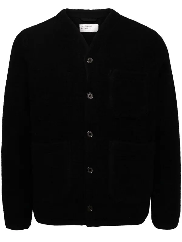 Universal Works Fleece Cardigan - Black