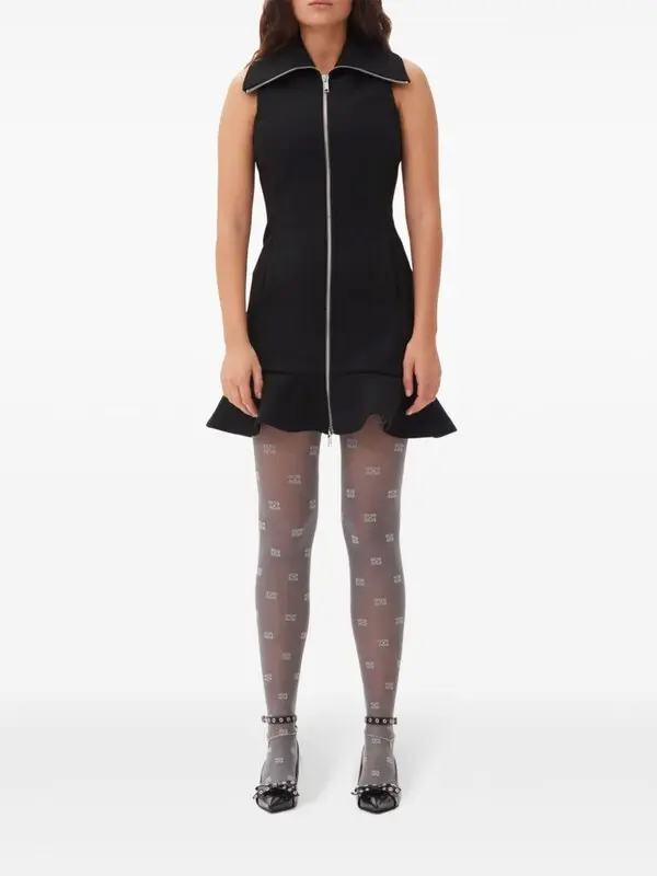 GANNI Zip-up Crepe Mini Dress