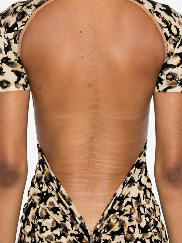 poster girl backless dress Panther Dress Chestnut Leopard Print
