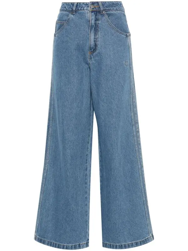 Adidas Wide-leg Full-length Jeans - Blue