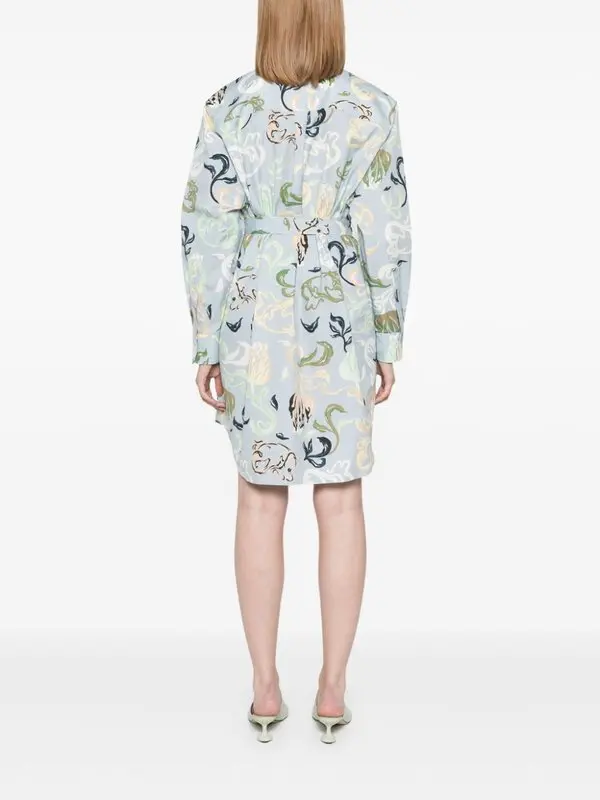 LANVIN Floral-print Mini Dress - 270 Azur