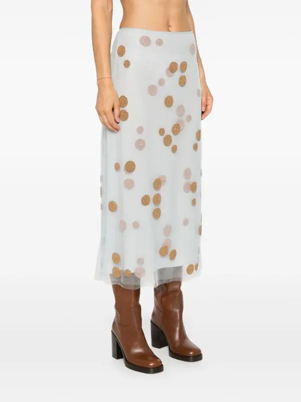Fendi Bead-embellished Tulle Midi Skirt - Blue