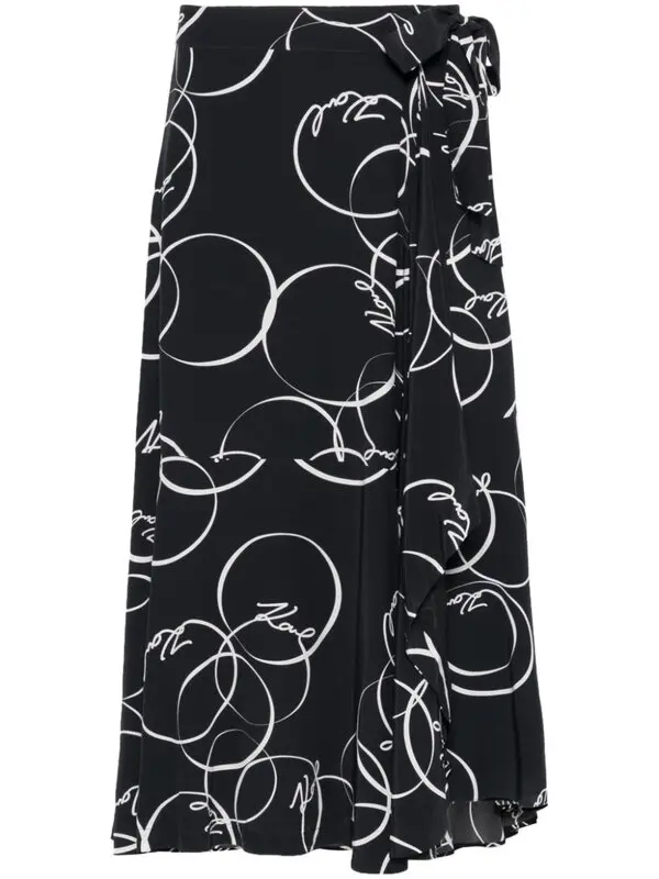 Karl Lagerfeld Circle Print Wrap Skirt
