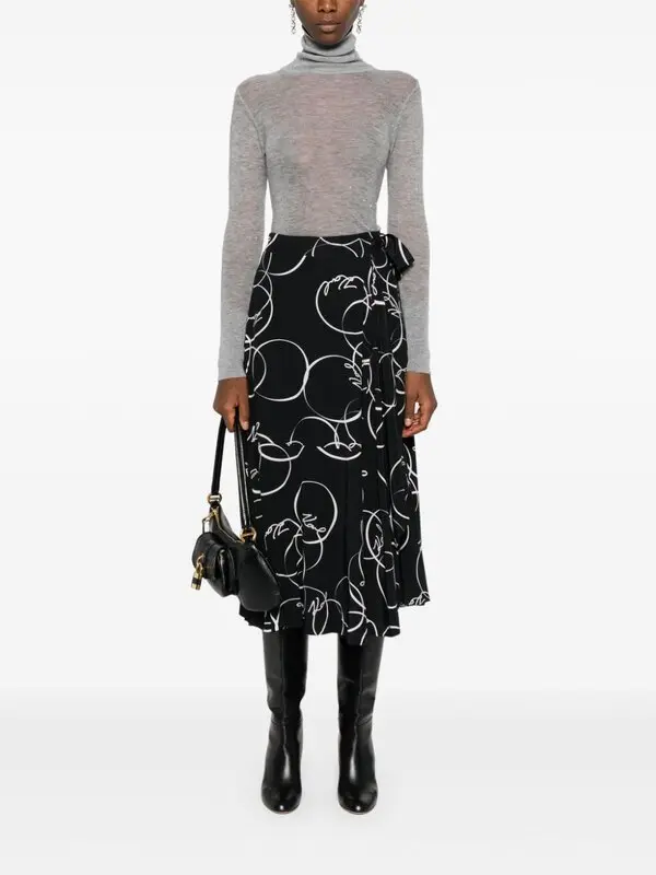 Karl Lagerfeld Circle Print Wrap Skirt