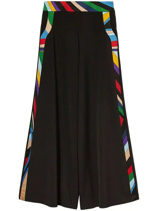 Emilio Pucci Iride-print Trim Palazzo Trousers - Black